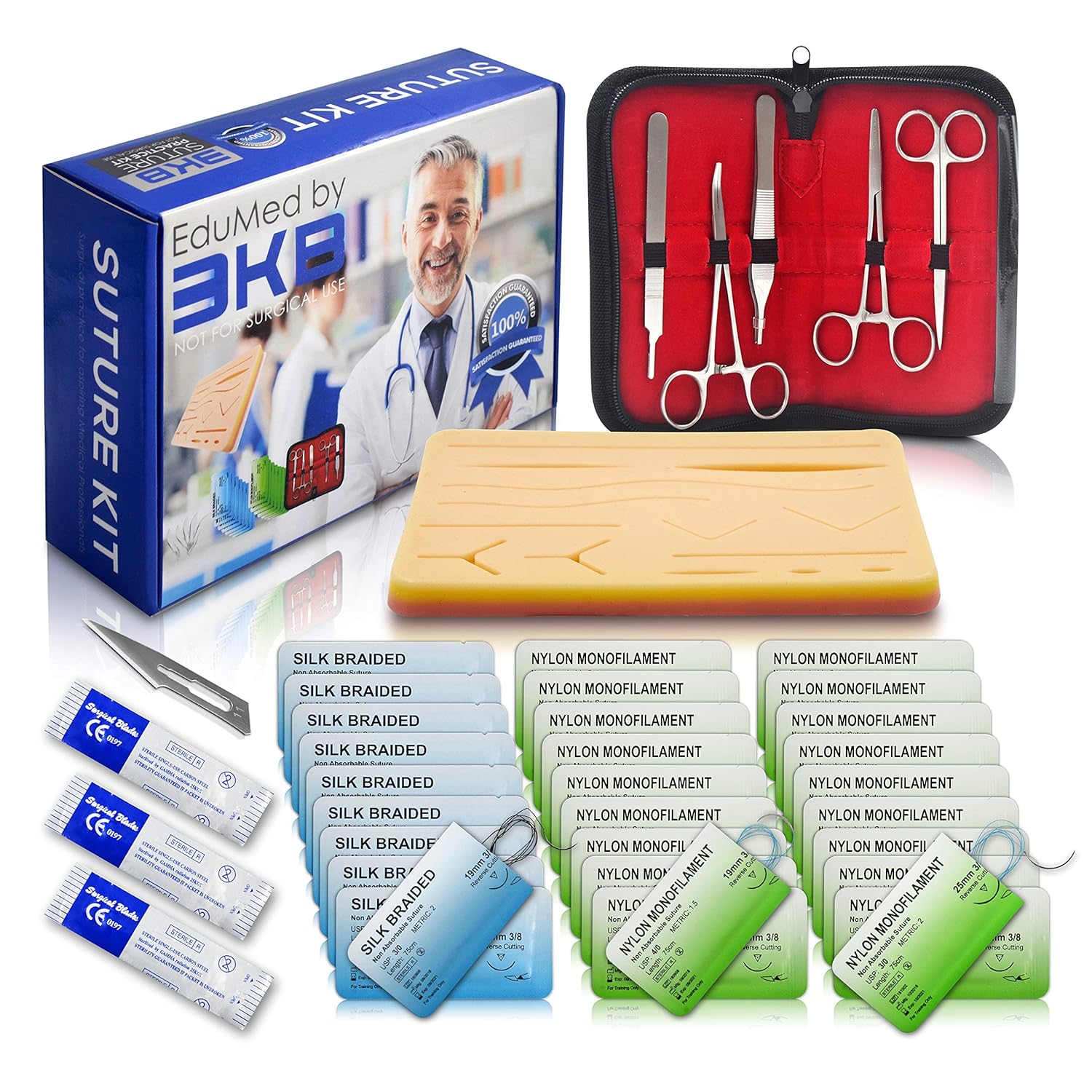 EduMed Practice Suture Kit, Medical & Veterinary Surgical Training Kit ...